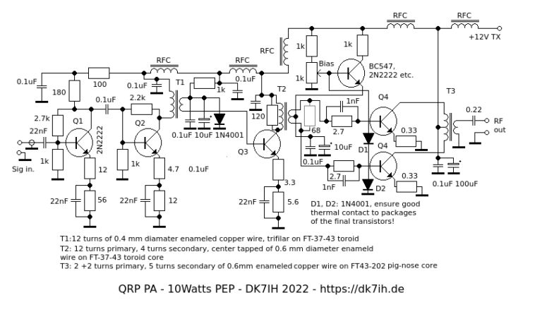 Classical QRP Circuits: A 10 Watts PA module for SSB – DK7IH Radio ...